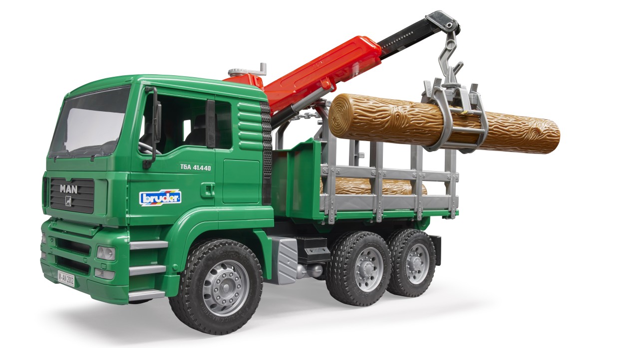 MAN Timber truck with loading crane and 3 trunks